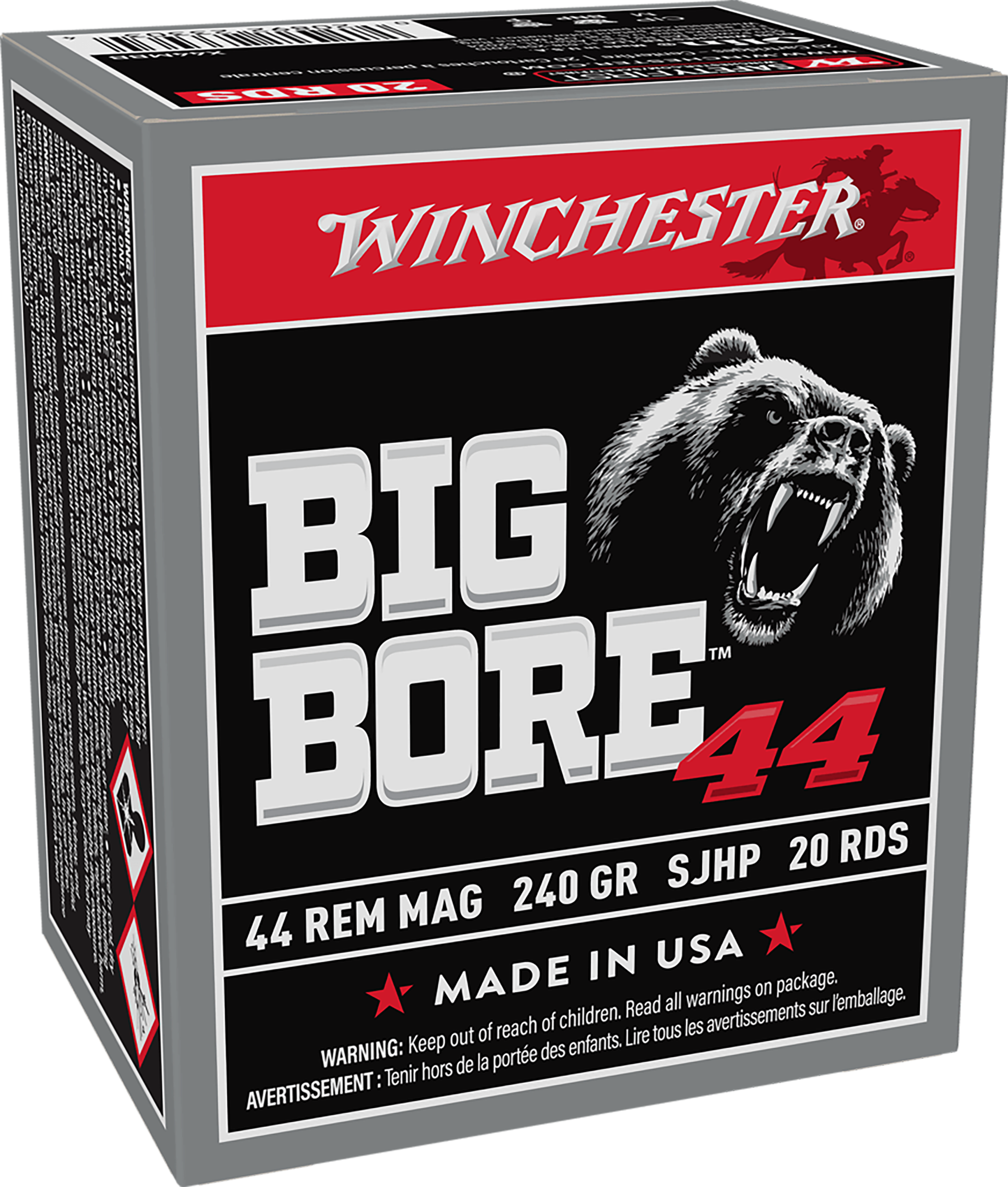 Winchester Big Bore Rifle Ammunition X44MBB, 44 Rem Mag, Semi JHP, 240 ...
