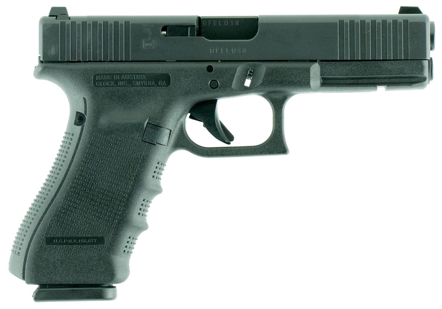 Glock 17 Gen4 Pistol w/Front Serrations PG1750431FS, 9mm, 4.49", Black ...